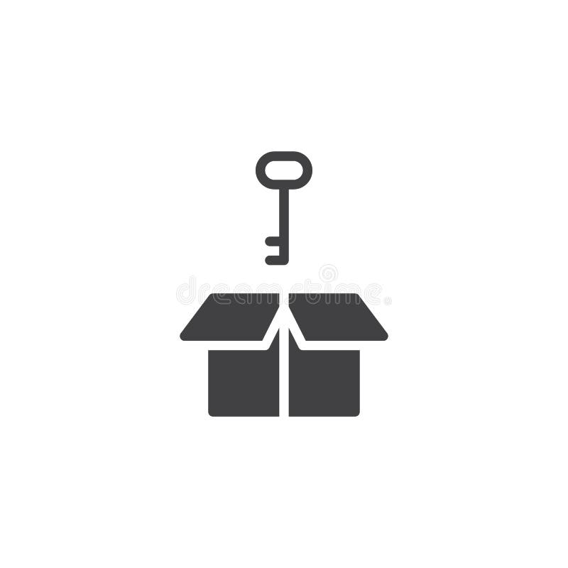 Box with key vector icon stock vector. Illustration of parcel - 137990534