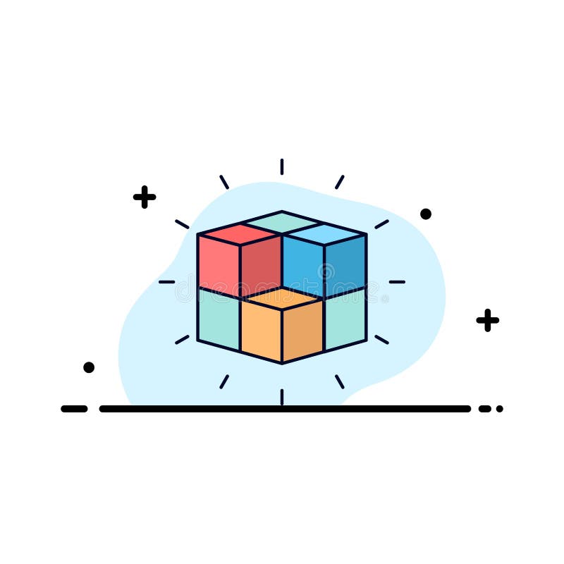 Box, Labyrinth, Puzzle, Solution, Cube Flat Color Icon Vector Stock ...