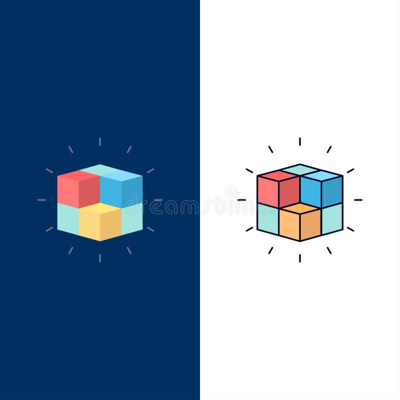 Box, Labyrinth, Puzzle, Solution, Cube Flat Color Icon Vector Stock ...