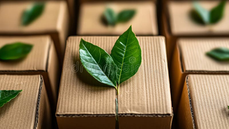 Box with a Leaf on Top of it Stock Photo - Image of plant, green: 373980424
