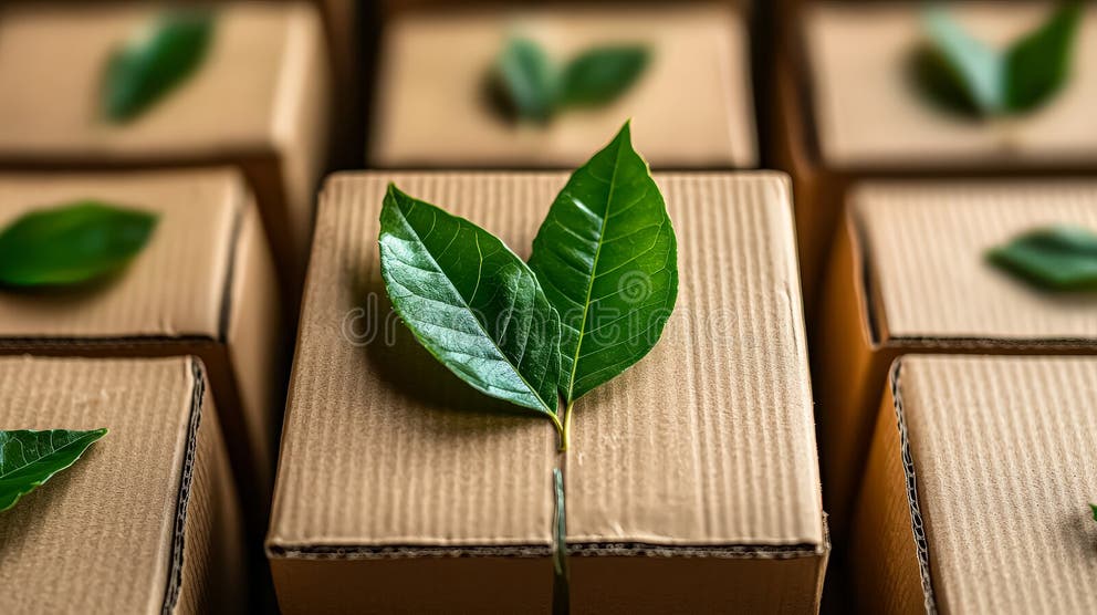 Box with a Leaf on Top of it Stock Photo - Image of plant, green: 373980424