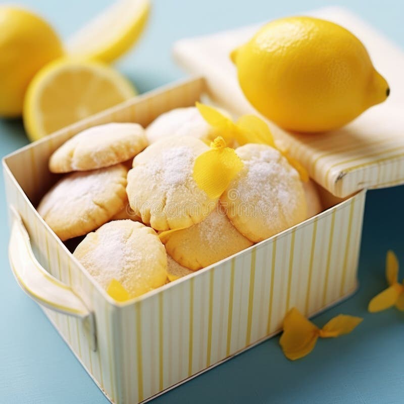 A Box of Lemon Cookies with Sugar on Top Stock Illustration ...