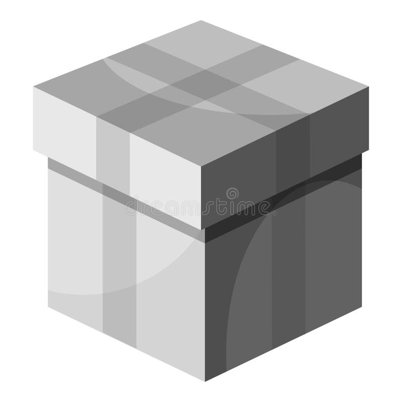 Box with Lid Icon, Gray Monochrome Style Stock Vector - Illustration of ...