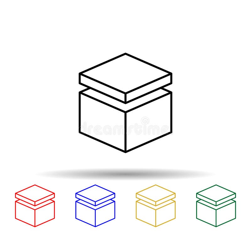 Box with Lid Multi Color Style Icon. Simple Thin Line, Outline Vector ...