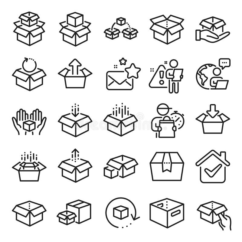 Box Line Icons. Package, Delivery Boxes, Cargo Box. Vector Stock Vector ...