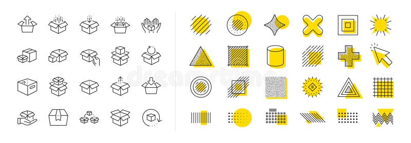 Box Line Icons. Package, Delivery Boxes, Cargo Box. Design Elements ...