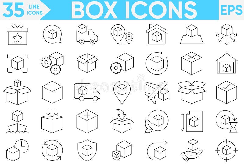 Box Line Icons. Package, Delivery Boxes, Cargo Box.Outline Icons with ...