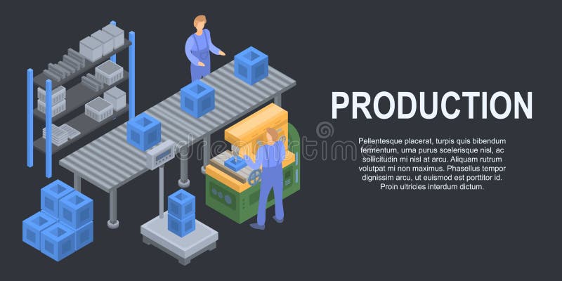 Box Line Production Concept Banner, Isometric Style Stock Vector ...