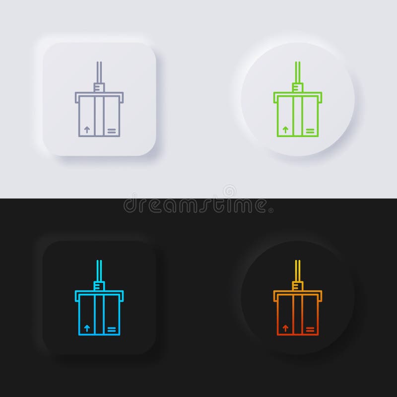 Box Loading with Crane, Icon Set, Multicolor Neumorphism Button Soft UI ...