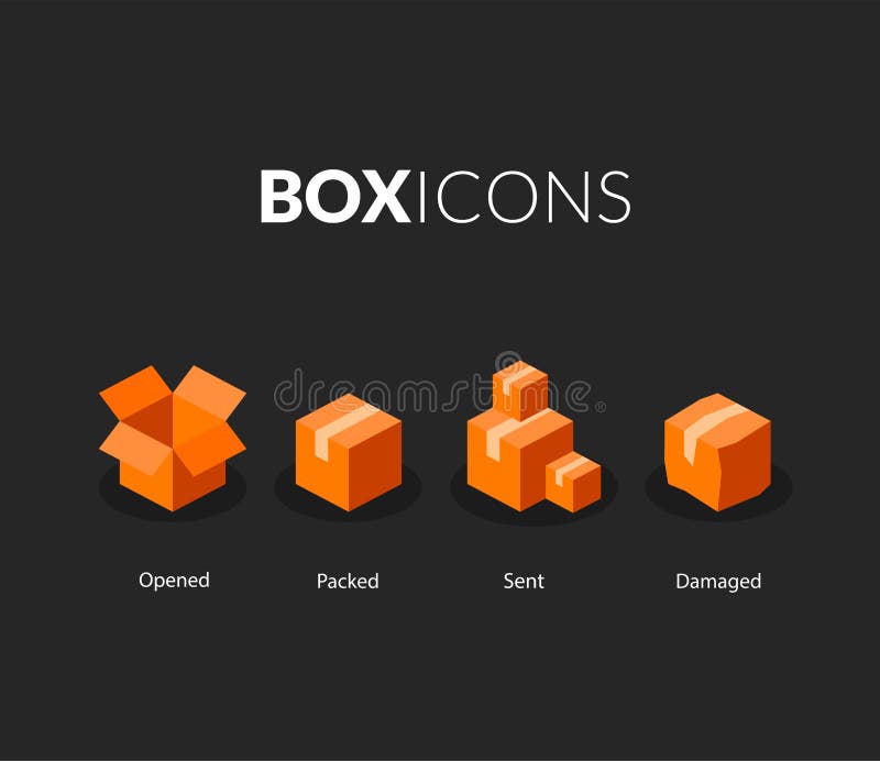 Box Logo Template, Flat Icons Set Stock Vector - Illustration of ...