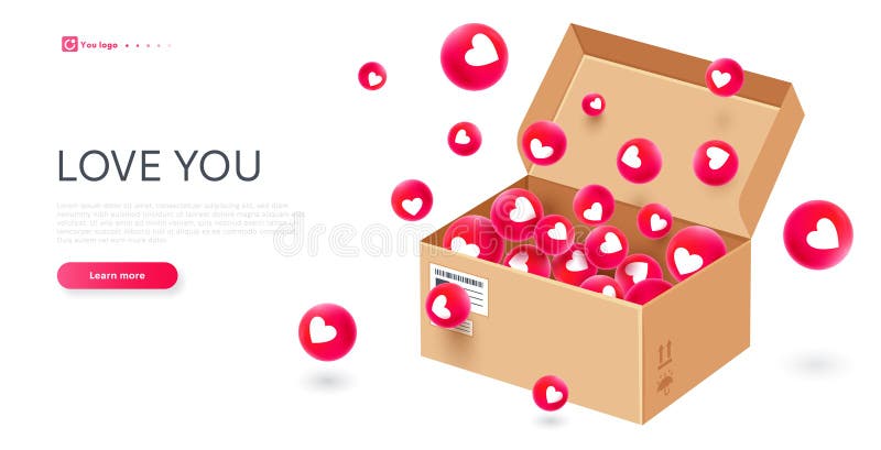 Box with Love You White Poster Vector Stock Vector - Illustration of ...