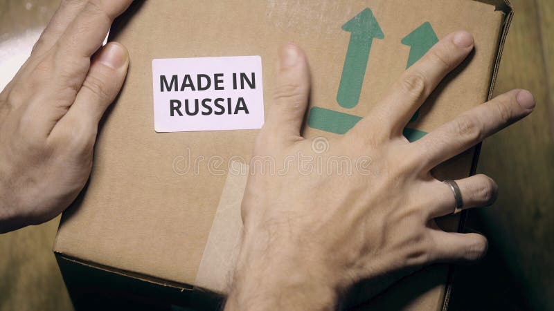 Box with MADE in RUSSIA Caption Stock Image - Image of employment ...