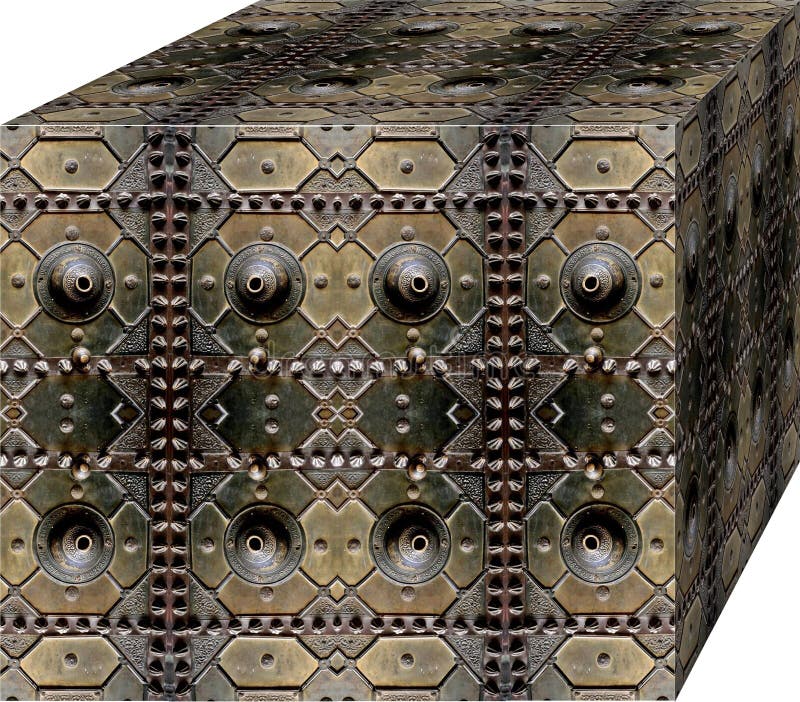 Box Made of Wood and Metal with Pattern and Ornament. Background. 3D ...