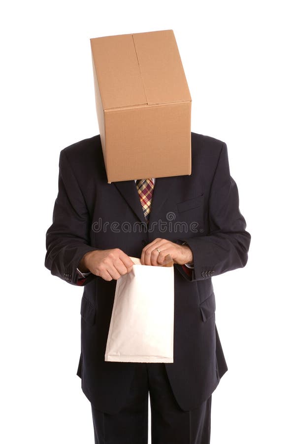 Box man opening envelope stock image. Image of businessman - 4099113