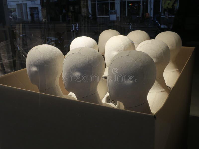 Box with mannequins stock image. Image of heads, reflection - 361640851