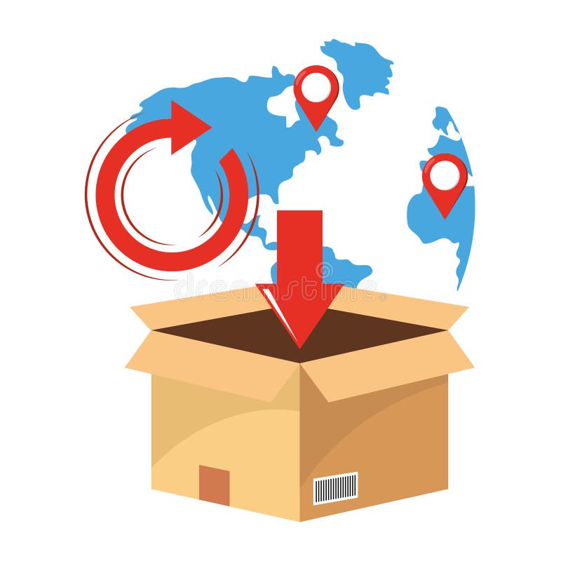 Box with map stock vector. Illustration of closed, download - 147642521