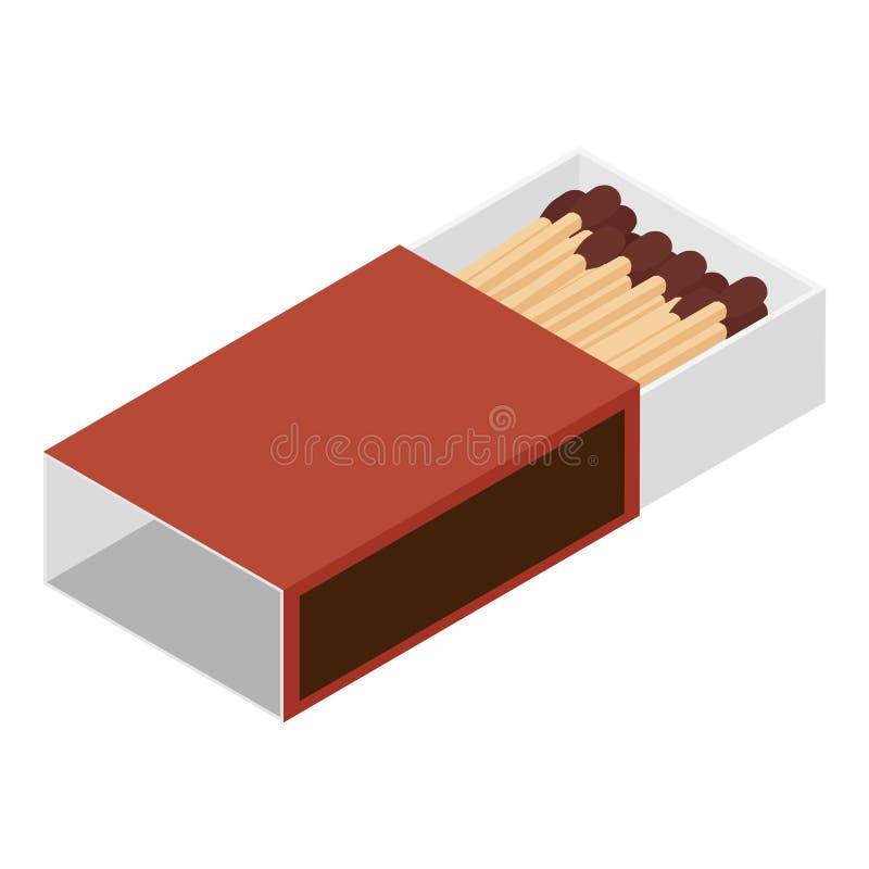 Box of Matches Isolated on White Background. Safety Matches. Isometric ...