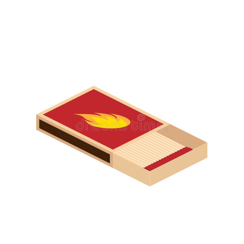 Box of Matches Isolated on White Background. Vector Illustration in a ...