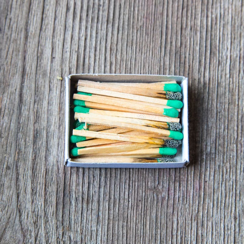 A Box of Matches on an Old Table, a Large Plan Stock Image - Image of ...