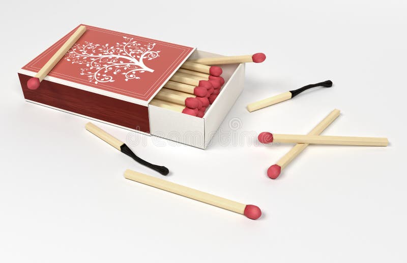 Box of Matches. Open Box with Scattered Matches Stock Illustration ...