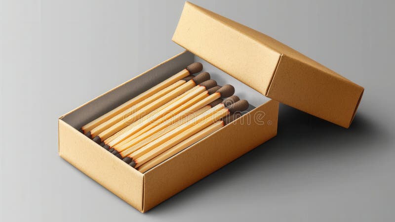 Box of Matches with a Single Matchstick Inside on a Wooden Surface ...