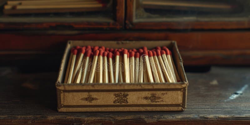 A Box of Matches Sitting on Top of a Wooden Table. Suitable for Various ...