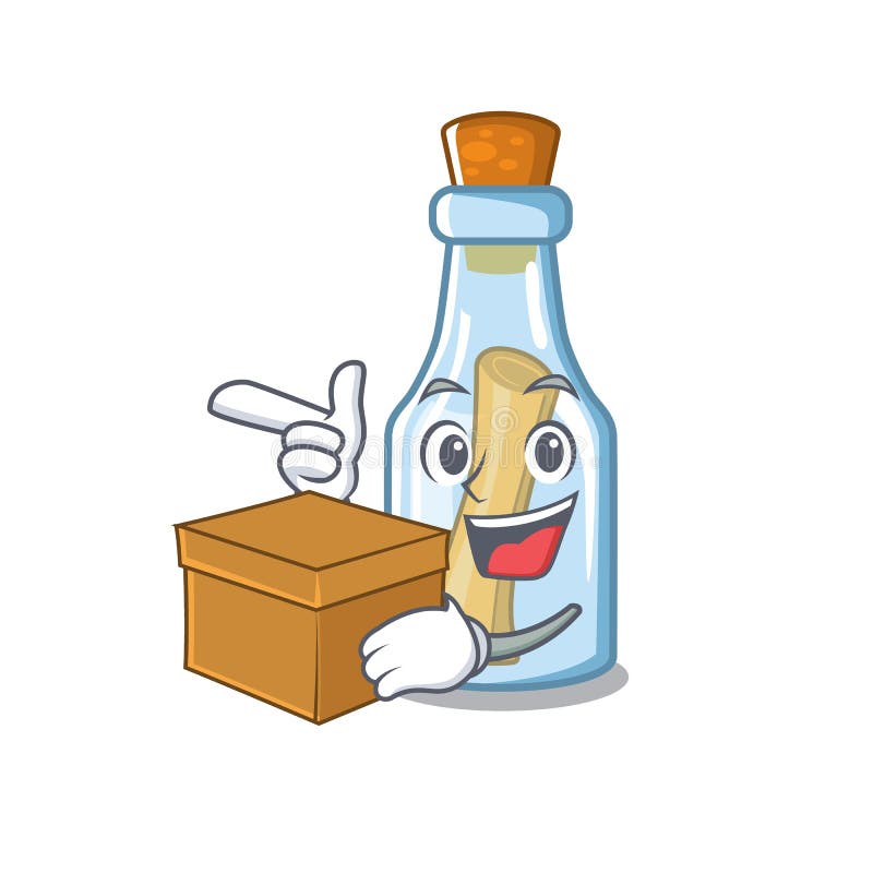 With Box Message in Bottle on the Cartoon Stock Vector - Illustration ...