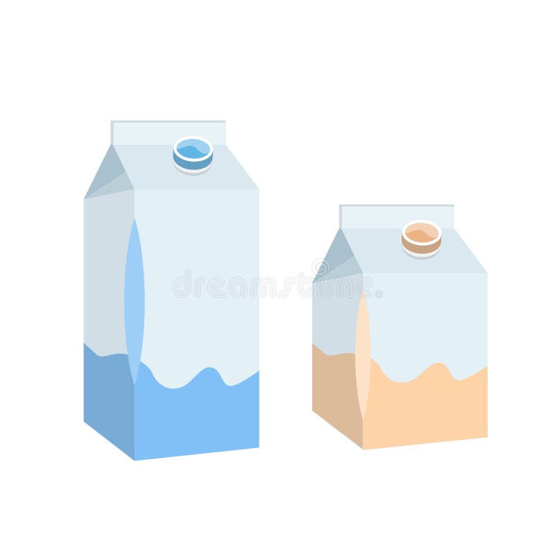 Box of Milk. High and Low Carton with Milk Stock Illustration ...