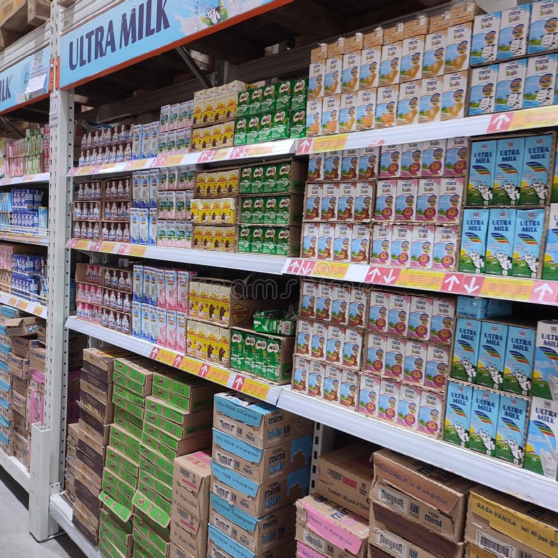 Box of milk in store editorial photography. Image of retail - 266220022