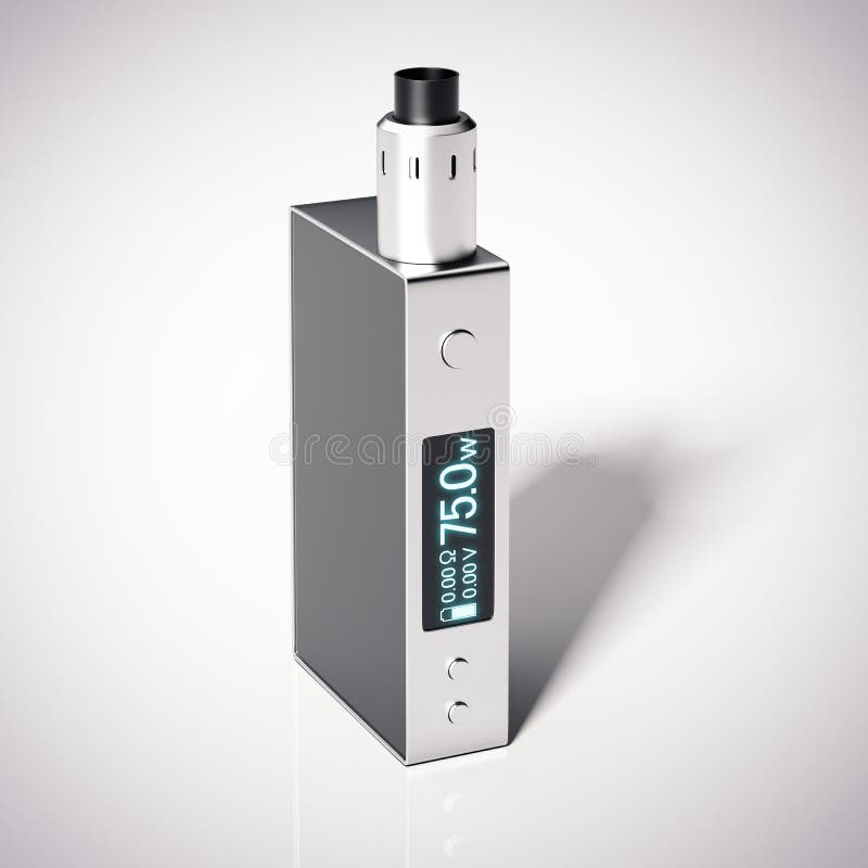Box Mod E-cigarette with Rebuildable Dripping Atomizer. 3d Rendering ...