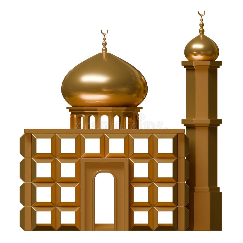 Box Mosque 3D Render Design Element Front Flat View Stock Illustration ...