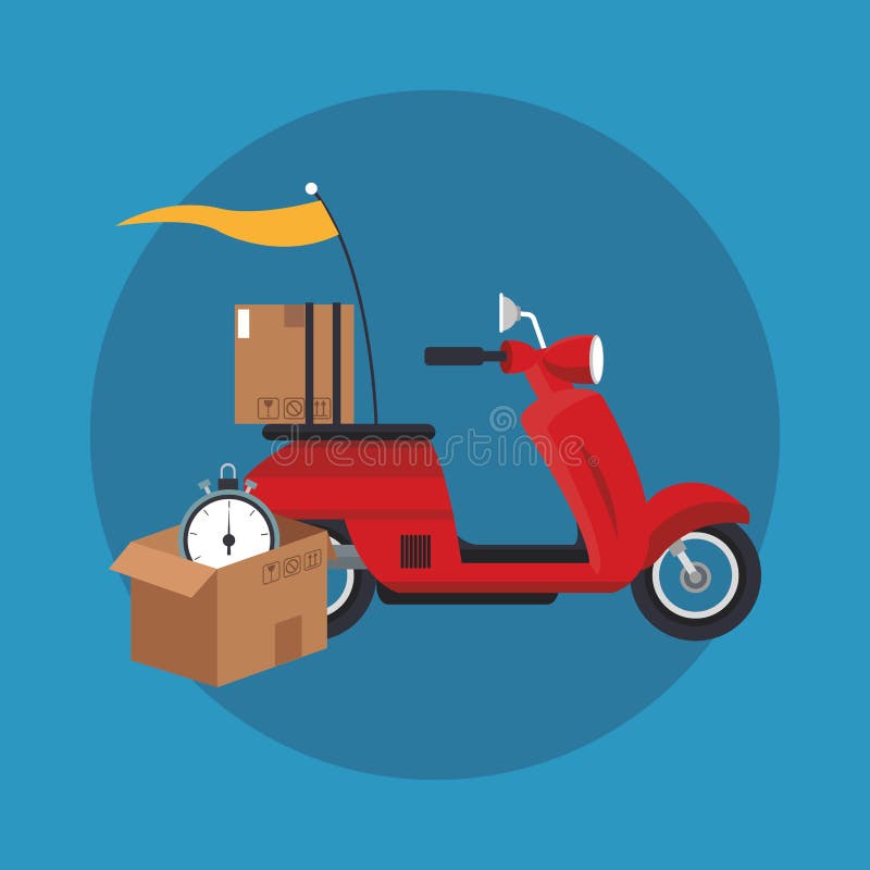 Box and Motorcycle of Delivery Concept Design Stock Vector ...
