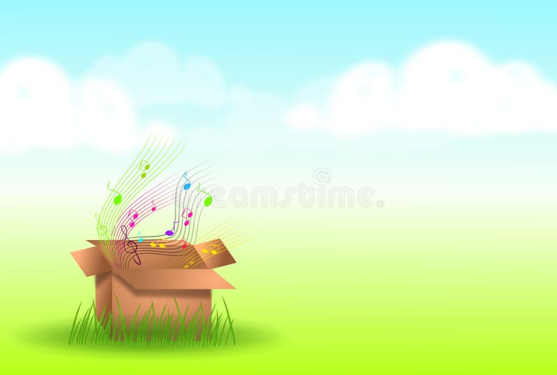 Box with music notes stock illustration. Illustration of happy - 102027832