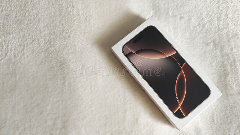 Box with a New IPhone 16 Pro on a Soft Fluffy Background, Top View ...