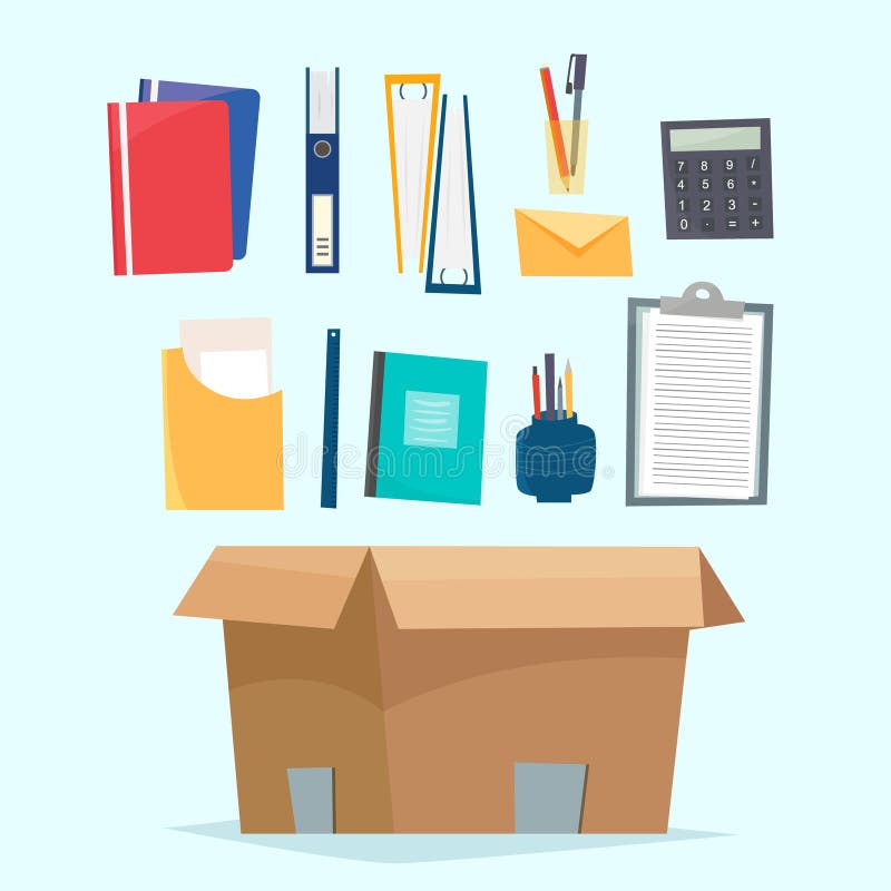 Office cardboard box stock vector. Illustration of achievement - 92267862