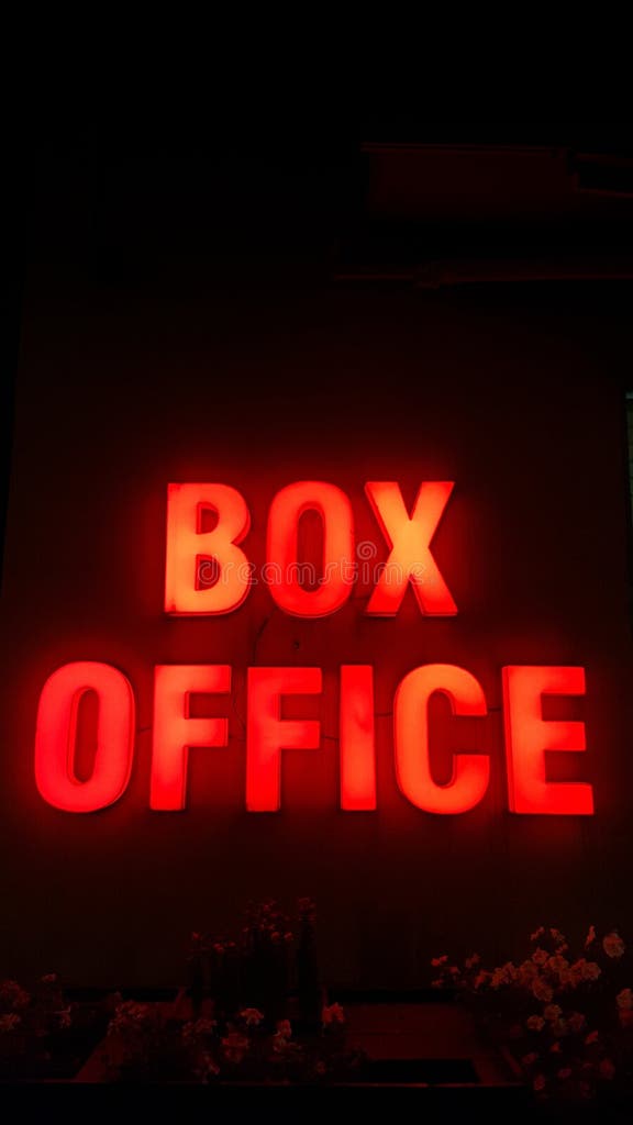 BOX OFFICE SIGN with Red Light Stock Photo - Image of theatre, retro ...