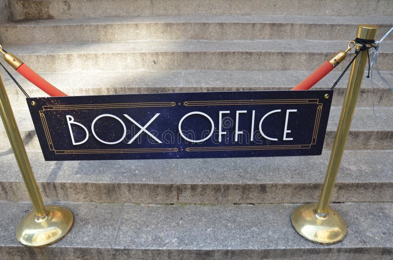 Box Office Sign with Rope Barrier and Steps Stock Photo - Image of sign ...