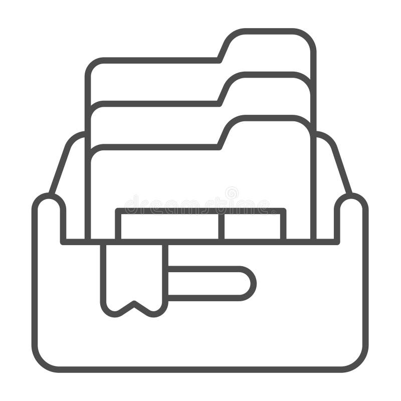 Box with Old Cases Thin Line Icon, Police Force Concept. Vector ...