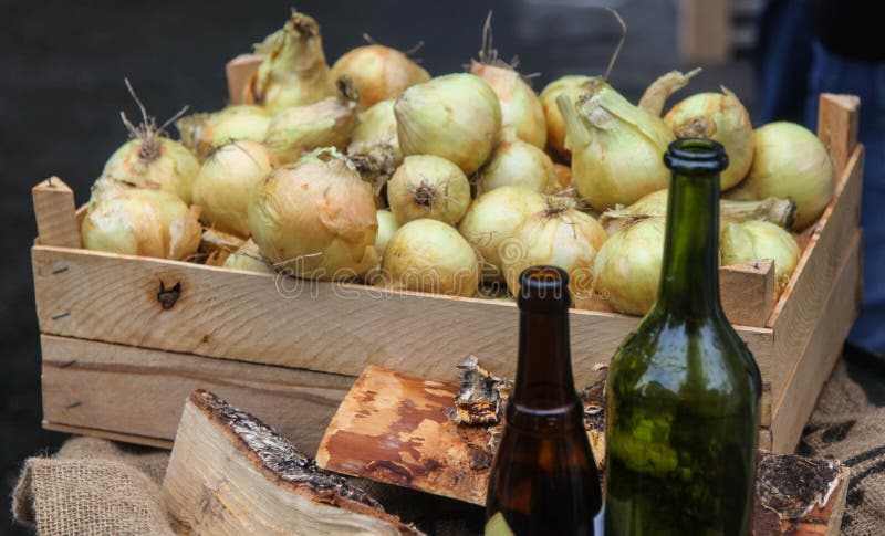 A Box of Onions at the Village Market Stock Image - Image of plant ...