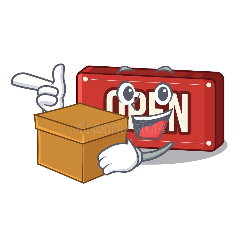 With Box Open Sign Isolated in the Cartoon Stock Vector - Illustration ...