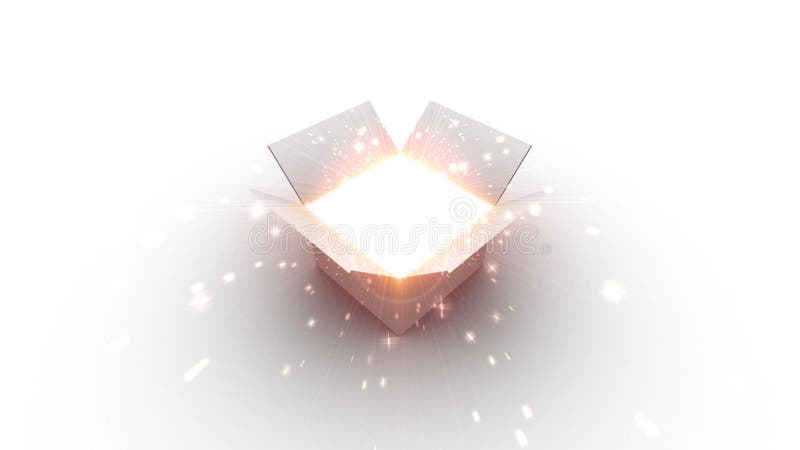 Box Opens Glowing Light & Sparkles Burst Out Stock Video - Video of ...