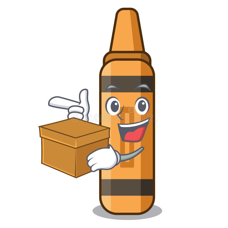 With Box Orange Crayon Isolated in the Character Stock Vector ...