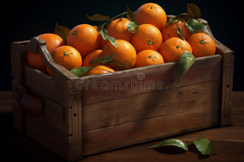 Box of Oranges. Generative AI. Stock Illustration - Illustration of ...