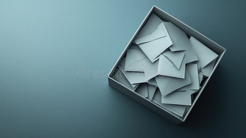 A Box Overflowing with Blank White Envelopes Stock Illustration ...