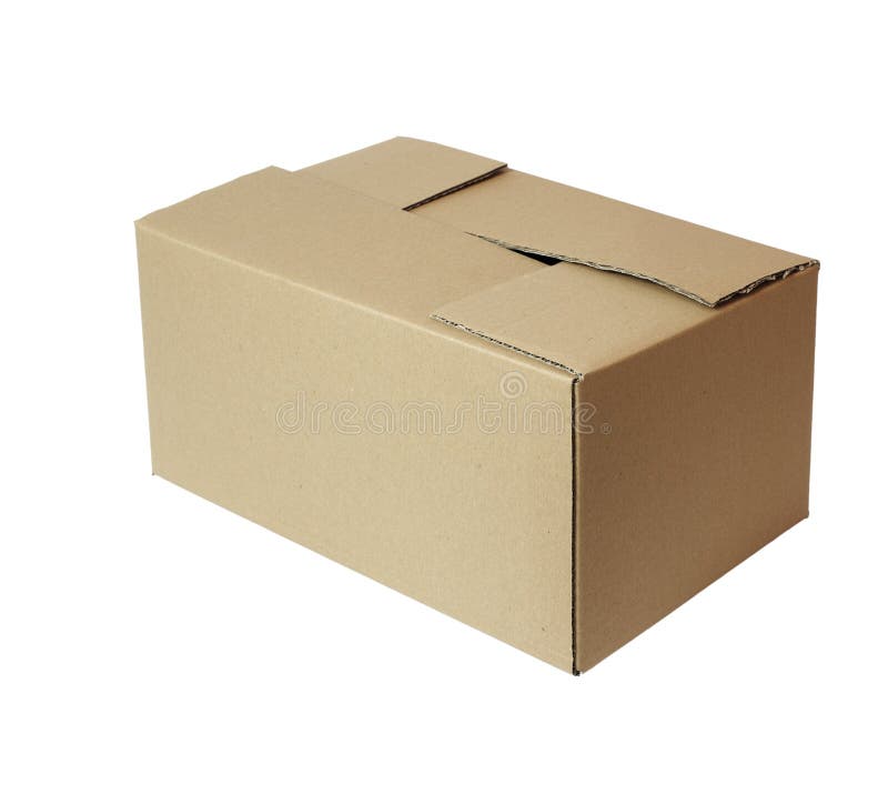 Closed Thin Cardboard Box on White Stock Photo - Image of carton, post ...
