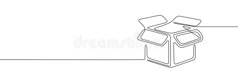 Box Package Delivery Icon Line Gift Continuous Illustration Cardboard ...