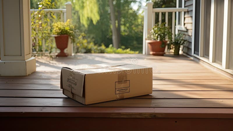 Box package on front porch stock illustration. Illustration of home ...