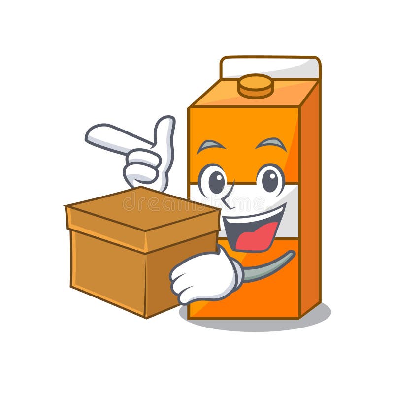 With Box Package Juice Character Cartoon Stock Vector - Illustration of ...