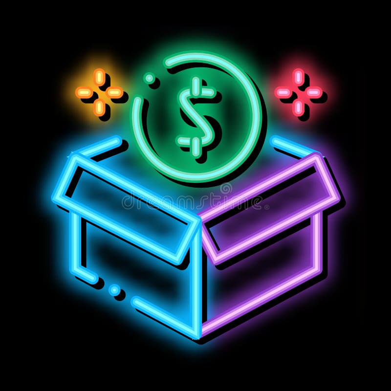Box Package Neon Glow Icon Illustration Stock Vector - Illustration of ...