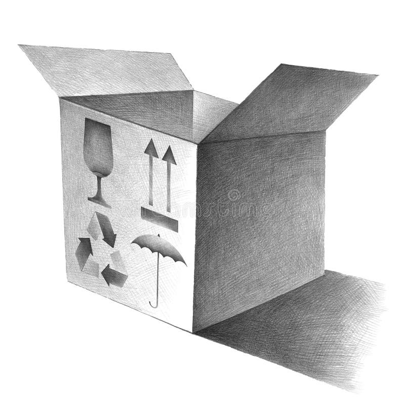 Box with package signs stock illustration. Illustration of handle ...